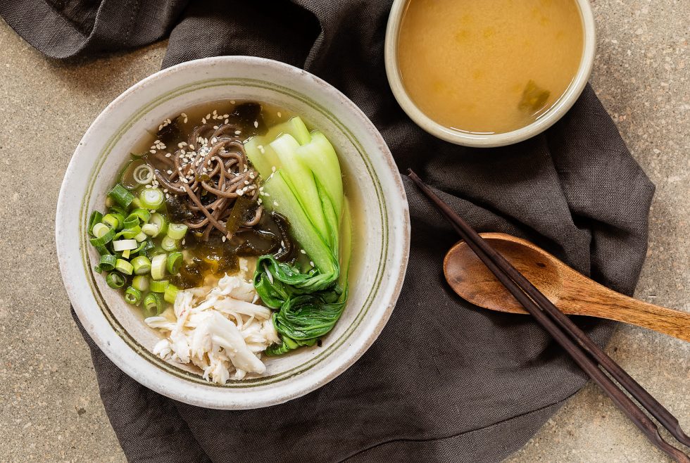 CRAB & MISO SOUP WITH BUCKWHEAT NOODLES | Great Australian Seafood