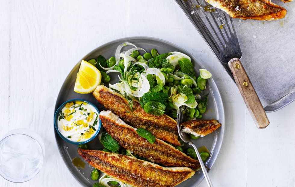 Easy As Pan Fried Australian Flathead with lemon yoghurt and salad ...